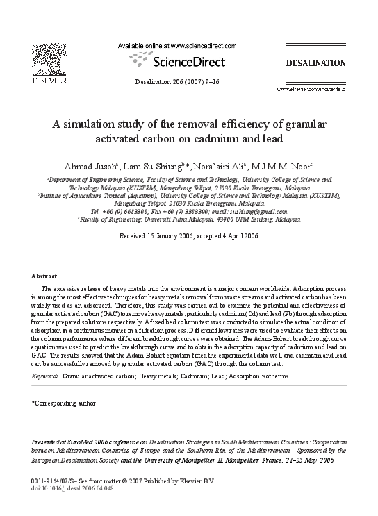 (PDF) A simulation study of the removal efficiency of granular ...