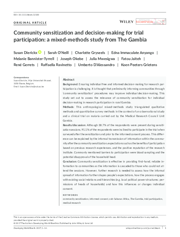 (PDF) Community sensitization and decision-making for trial ...