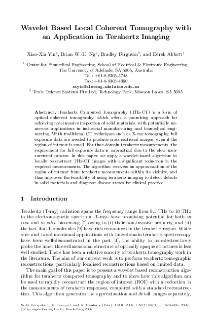 (PDF) Wavelet Based Local Coherent Tomography with an Application in Terahertz Imaging | Derek ...