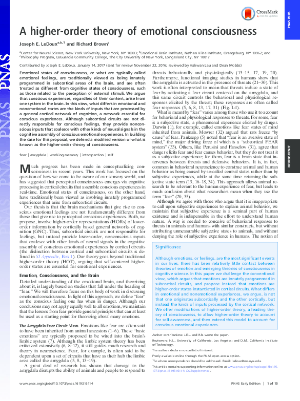 (PDF) A higher-order theory of emotional consciousness