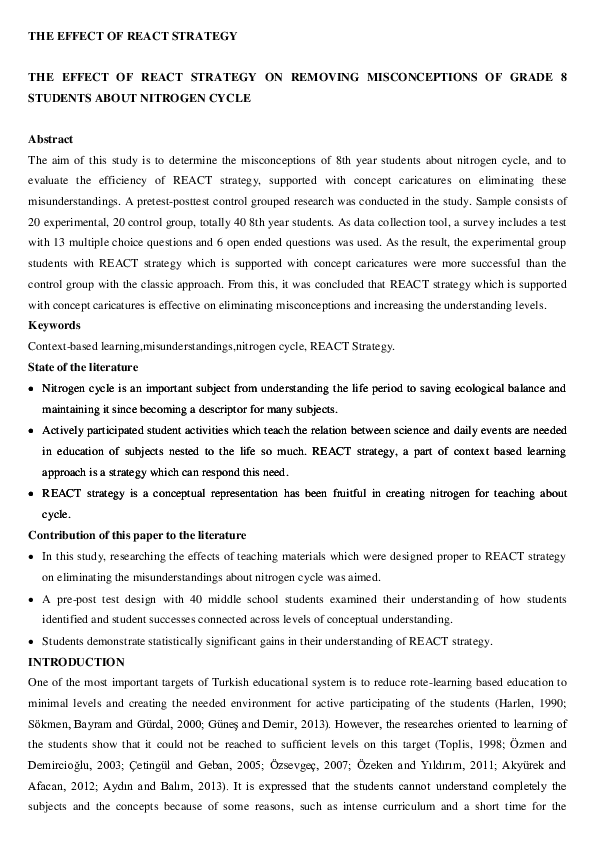 (DOC) THE EFFECT OF REACT STRATEGY THE EFFECT OF REACT STRATEGY ON ... (DOC) THE EFFECT OF REACT STRATEGY THE EFFECT OF REACT STRATEGY ON ...
