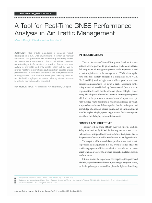 (PDF) A Tool for Real-Time GNSS Performance analysis in air Traffic Management
