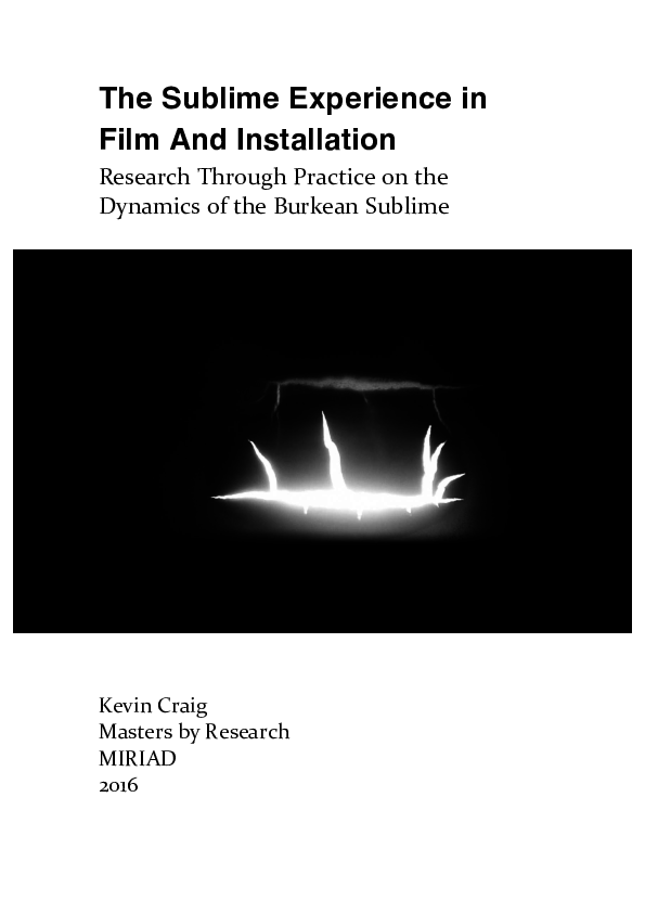 (PDF) The Sublime Experience in Film And Installation
