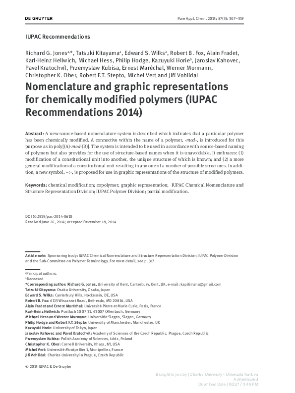 (PDF) Nomenclature and graphic representations for chemically modified ...