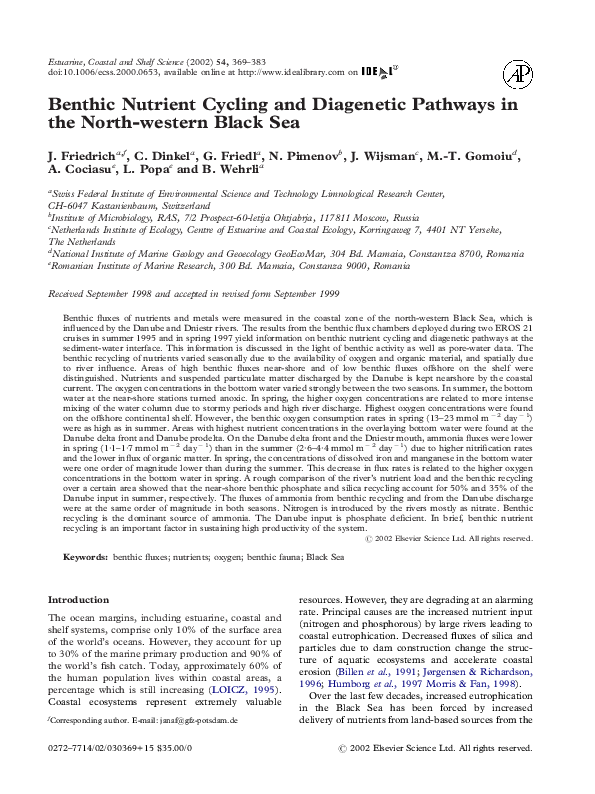 (PDF) Benthic Nutrient Cycling and Diagenetic Pathways in the North ...