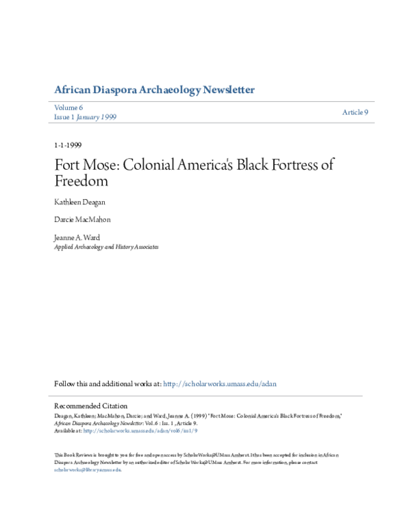 (PDF) Fort Mose: Colonial America's Black Fortress of Freedom