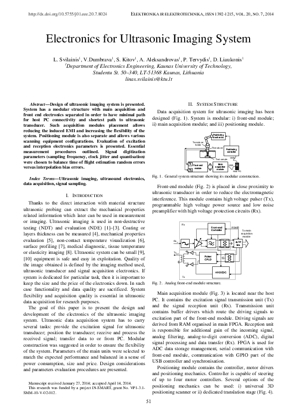 (PDF) Electronics for Ultrasonic Imaging System