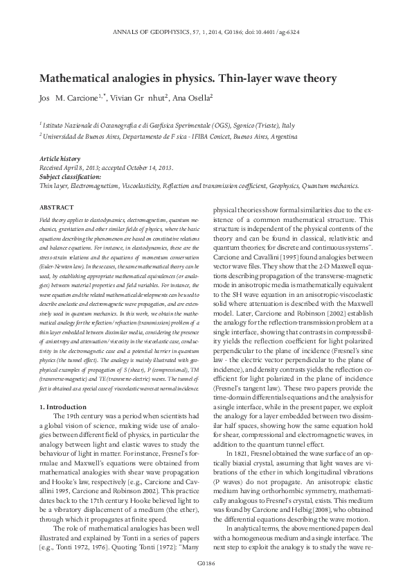 (PDF) Mathematical analogies in physics. Thin-layer wave theory