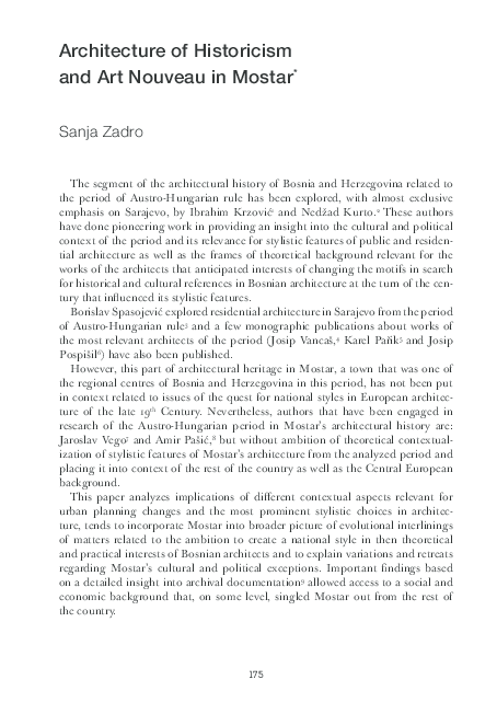 (PDF) Architecture of Historicism and Art Nouveau in Mostar