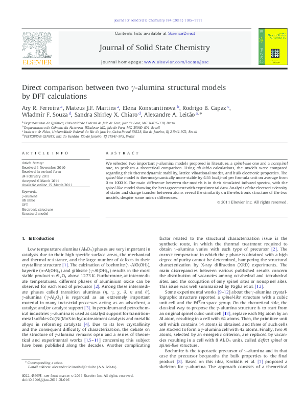 Pdf Direct Comparison Between Two Structural Models By Dft Calculations