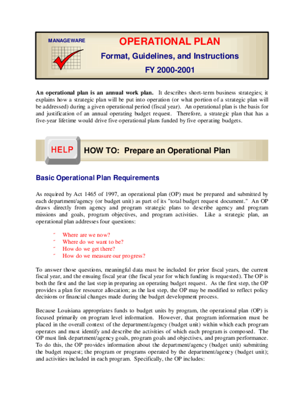 (PDF) HOW TO: Prepare an Operational Plan