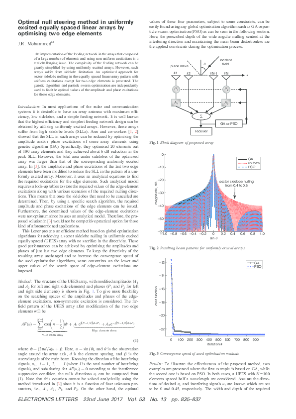 (PDF) Optimal null steering method in uniformly excited equally spaced linear arrays by ...