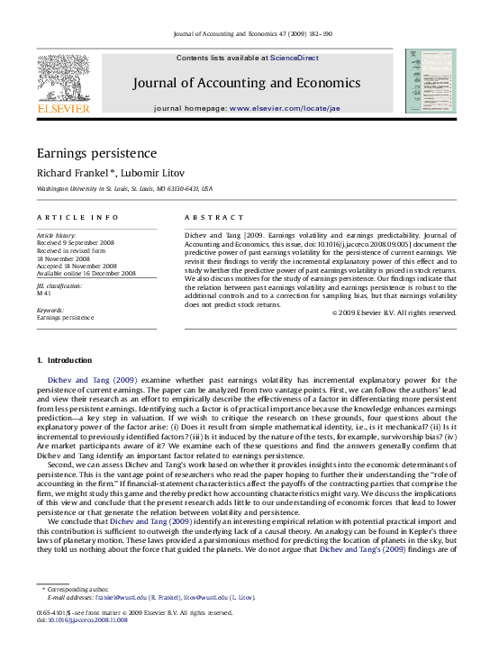 (PDF) Earnings persistence
