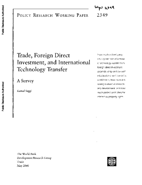 (PDF) Trade, Foreign Direct Investment, and International Technology ...