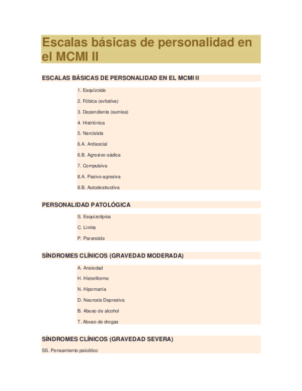 (DOC) Escalas básicas de personalidad en el MCMI II ESCALAS BÁSICAS DE ...