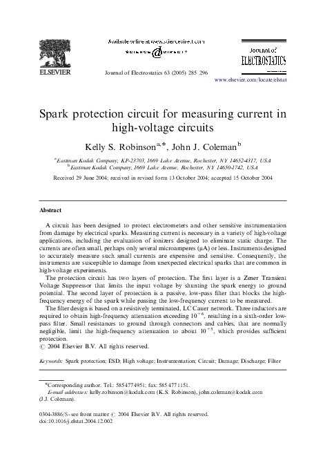 (PDF) Spark protection circuit for measuring current in high-voltage ...