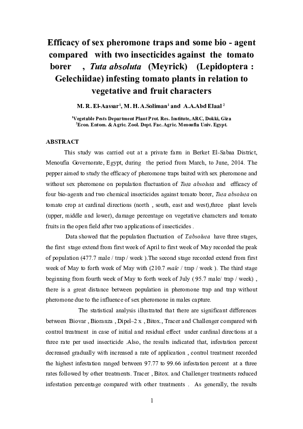 Doc Efficacy Of Sex Pheromone Traps And Some Bio Docx