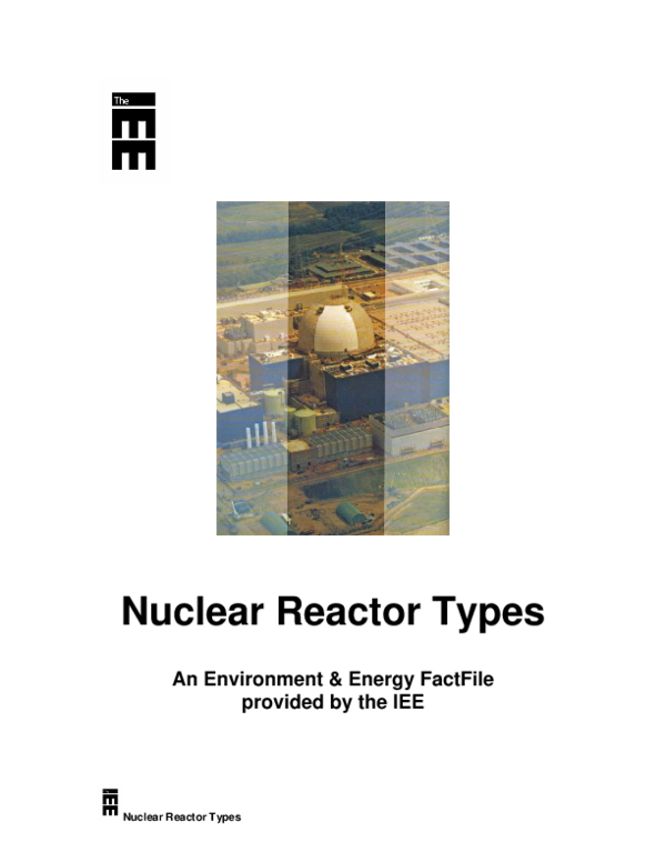 (PDF) Nuclear Reactor Types An Environment & Energy FactFile provided ...