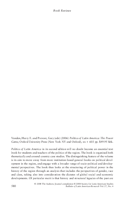 (PDF) Politics of Latin America: The Power Game - Edited by Harry E ...