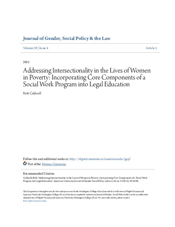 (PDF) Addressing Intersectionality in the Lives of Women in Poverty ...
