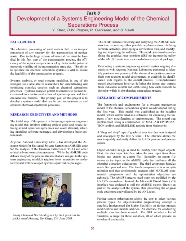 (PDF) Development of a Systems Engineering Model of the Chemical ...