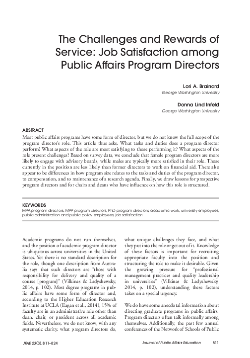 (PDF) The Challenges and Rewards of Service: Job Satisfaction among ...