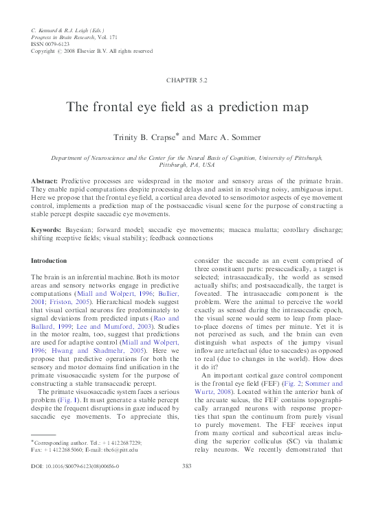 (PDF) The frontal eye field as a prediction map