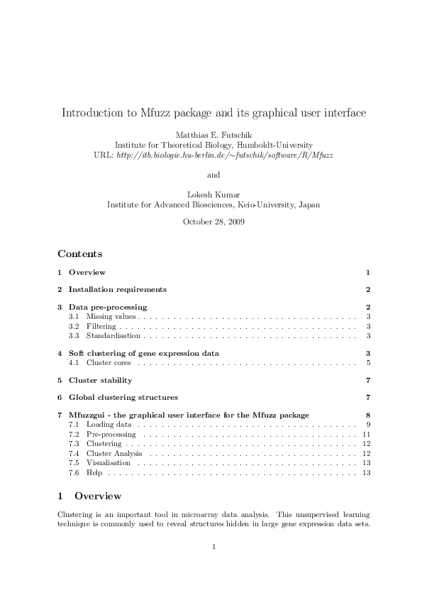 (PDF) Introduction to Mfuzz package and its graphical user interface