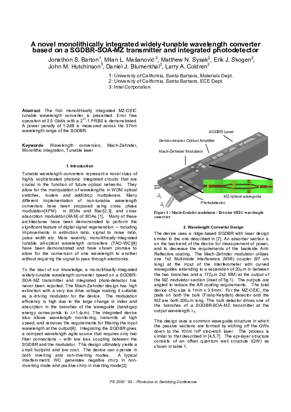 (PDF) A widely tunable high-speed transmitter using an integrated SGDBR laser-semiconductor ...