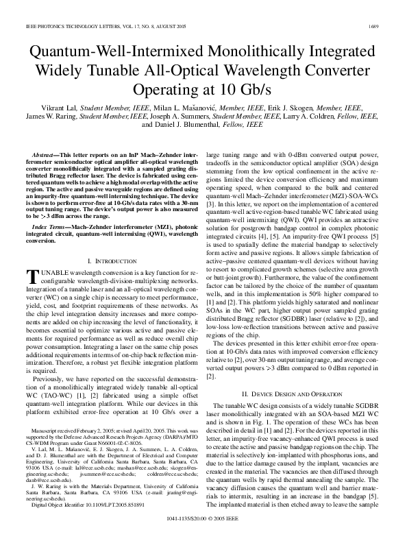 (PDF) 40-Gb/s Widely Tunable Transceivers | Larry Coldren - Academia.edu