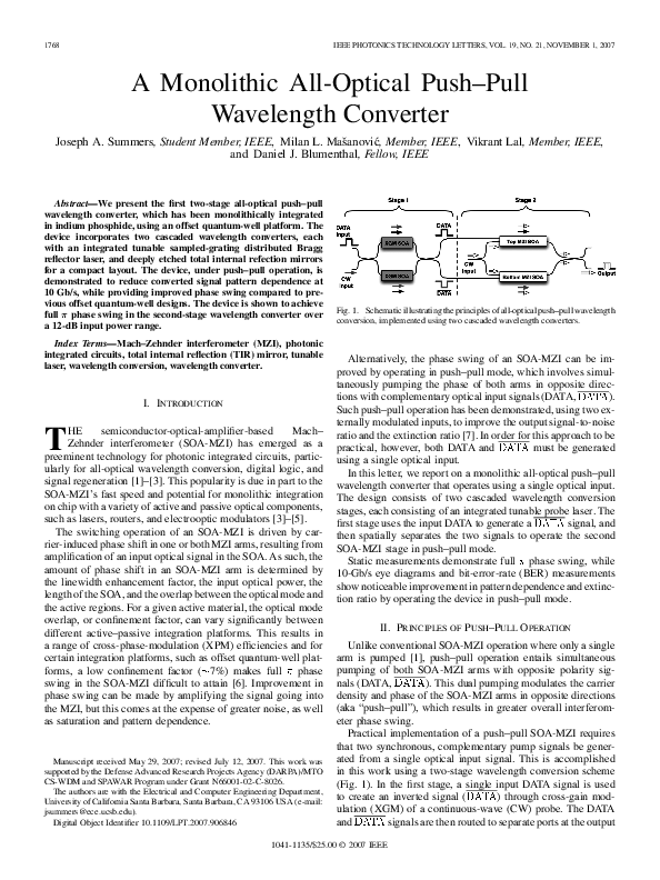 (PDF) A Monolithic All-Optical Push–Pull Wavelength Converter