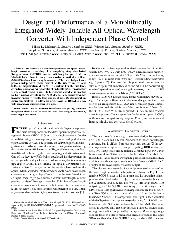 (PDF) Wavelength conversion using semiconductor optical amplifiers in ...