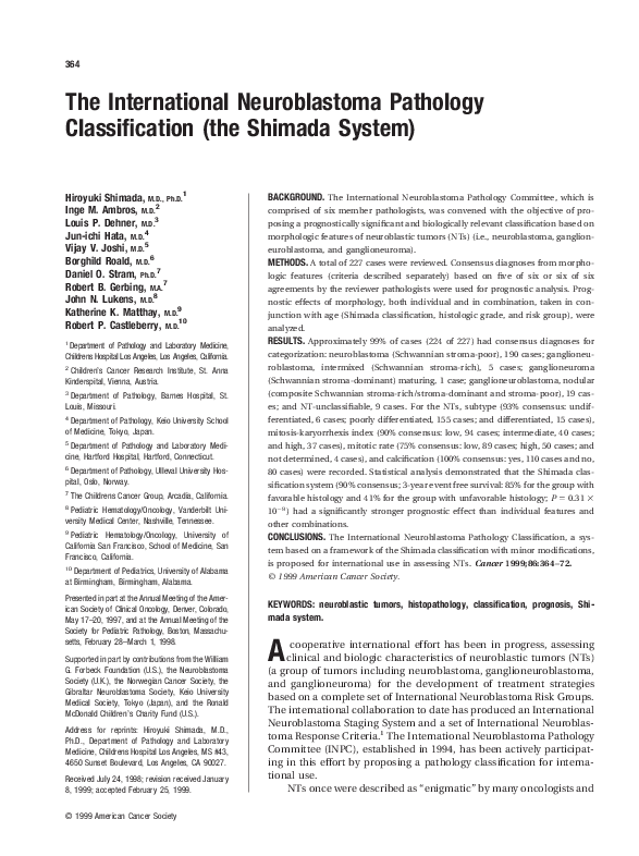 (PDF) The International Neuroblastoma Pathology Classification (the ...