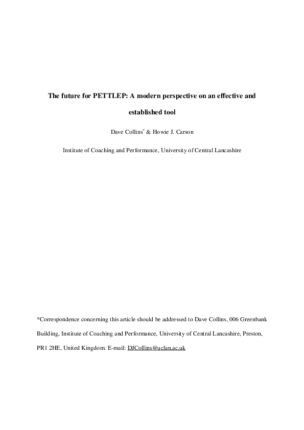 (PDF) The future for PETTLEP: A modern perspective on an effective and ...