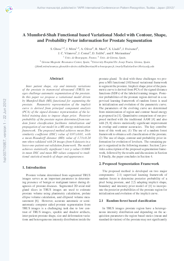 Pdf A Mumford Shah Functional Based Variational Model With Contour