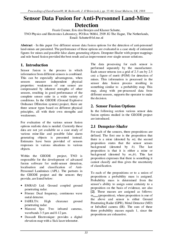 (PDF) Sensor data fusion for anti-personnel land-mine detection