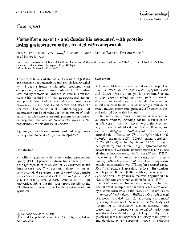 (PDF) Varioliform gastritis and duodenitis associated with ...
