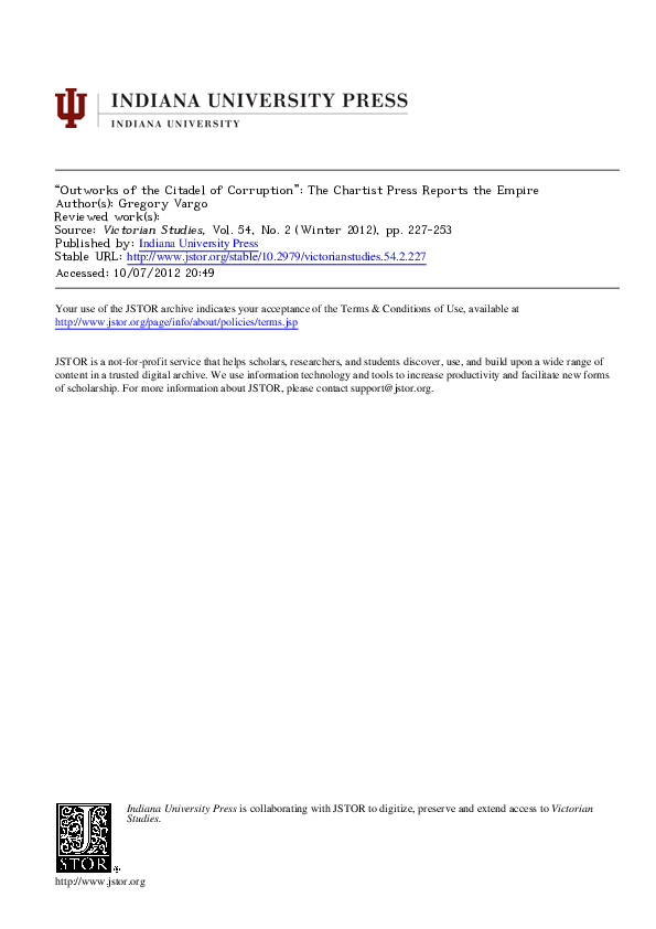 (PDF) Outworks of the Citadel of Corruption: The Chartist Press Reports ...