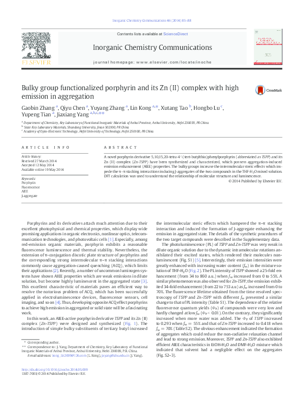 (PDF) Bulky group functionalized porphyrin and its Zn (II) complex with ...