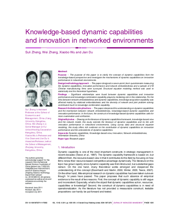 (PDF) Knowledge-based dynamic capabilities and innovation in networked environments