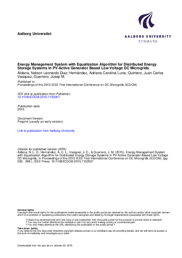 Pdf Energy Management System With Equalization Algorithm For