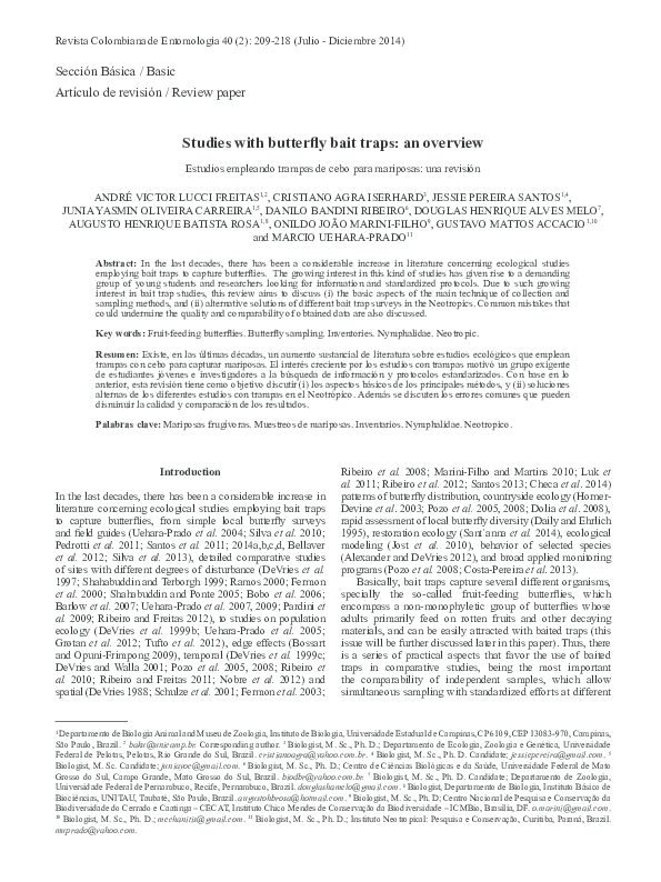 (PDF) Studies with butterfly bait traps: an overview