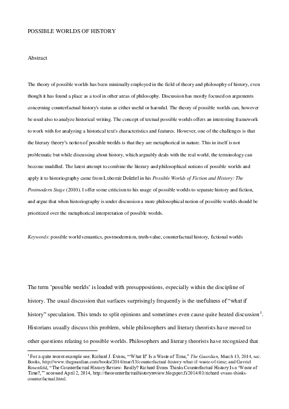 (PDF) Possible Worlds of History