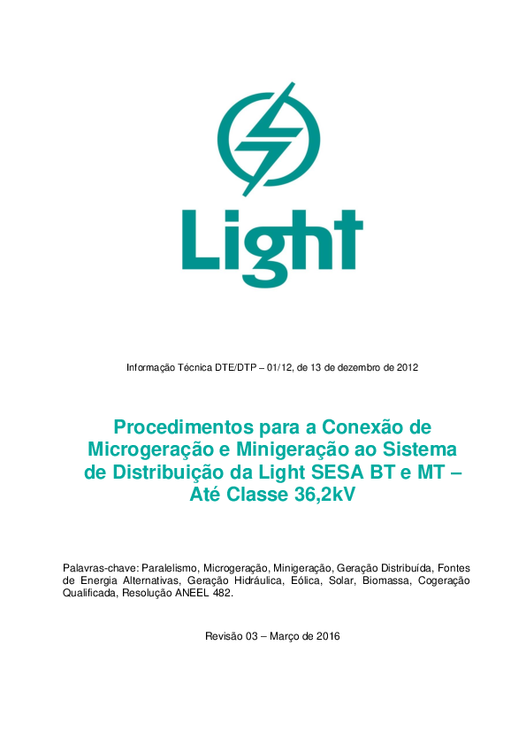 (PDF) Procedimentos para a Conexão de Microgeração e Minigeração ao ...