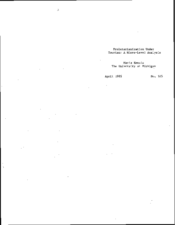 (PDF) Proletarianization Under Tourism: A Micro-Level Analysis