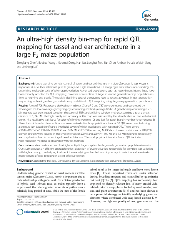 (PDF) An ultra-high density bin-map for rapid QTL mapping for tassel ...
