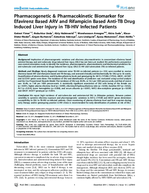 (PDF) Pharmacogenetic & Pharmacokinetic Biomarker for Efavirenz Based ...