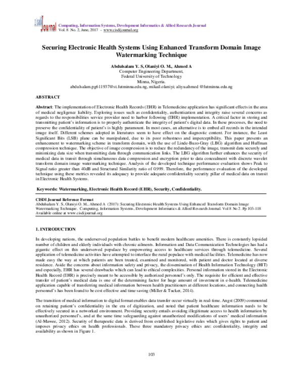 (PDF) Securing Electronic Health Systems Using Enhanced Transform ...