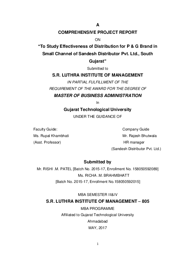 (PDF) A COMPREHENSIVE PROJECT REPORT " To Study Effectiveness of ...