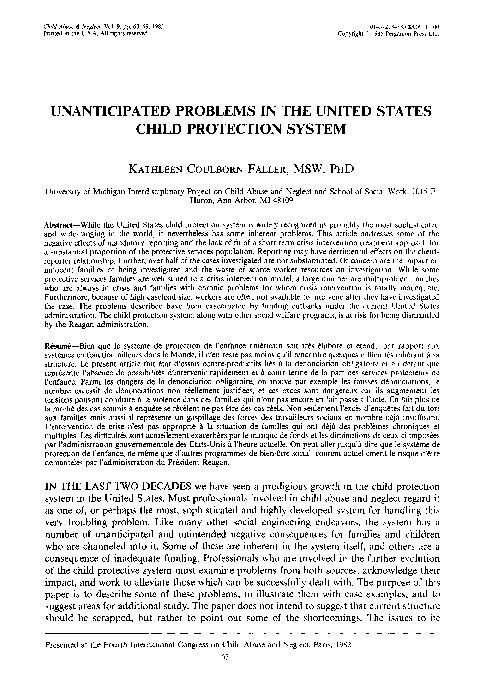 (PDF) Unanticipated problems in the United States child protection system